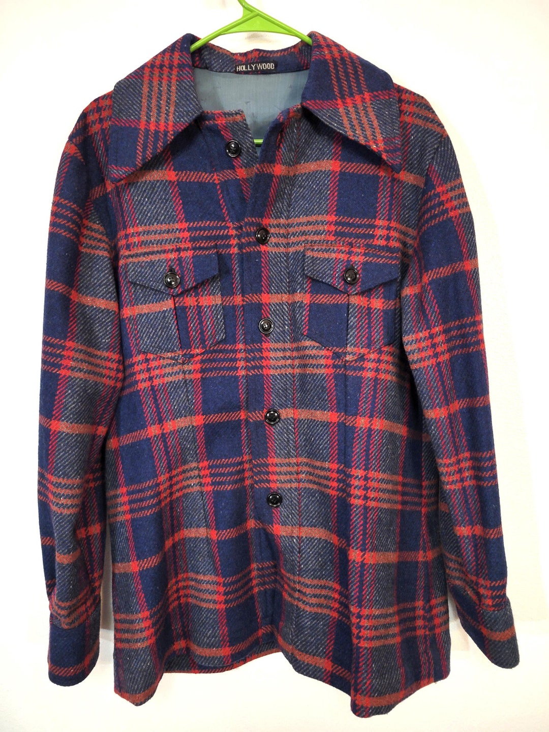 Vintage 1970s or Earlier Hollywood Blue/red Plaid Wool Blend Disco ...