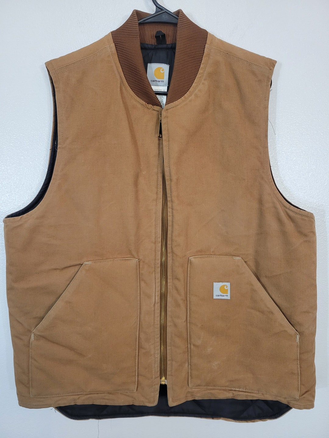Vintage Carhartt V01 BRN Arctic-quilt Lined Duck Vest Men's Large Tall ...