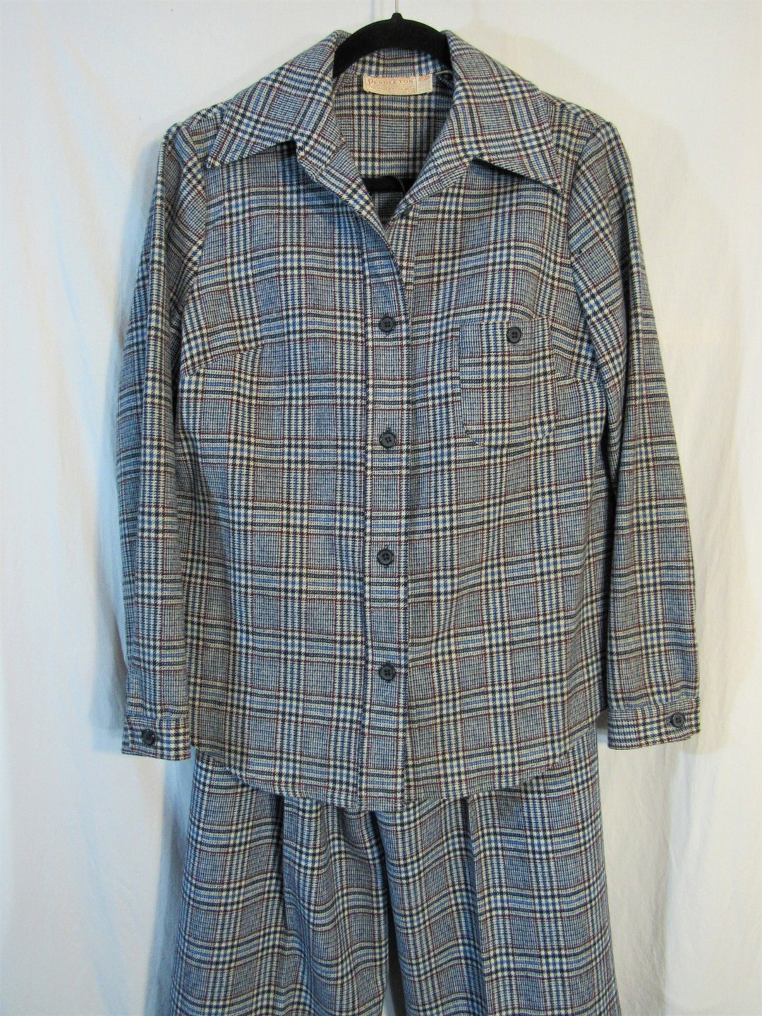Vintage Pendleton Blue and Red Houndstooth Check English Windowpane ...