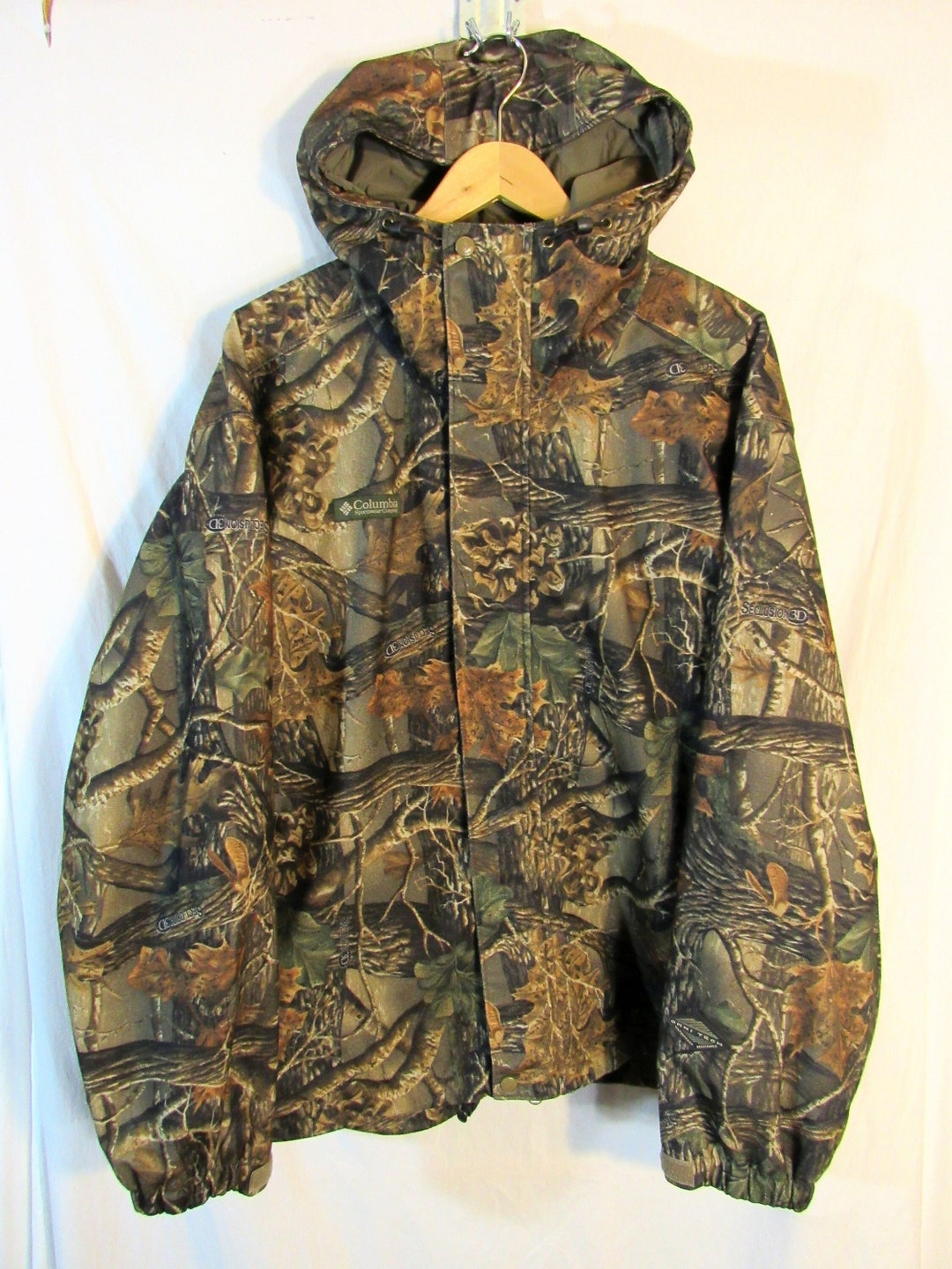 2002 Vintage Columbia Men's Seclusion 3D Camo Hooded Hunting Shell W ...