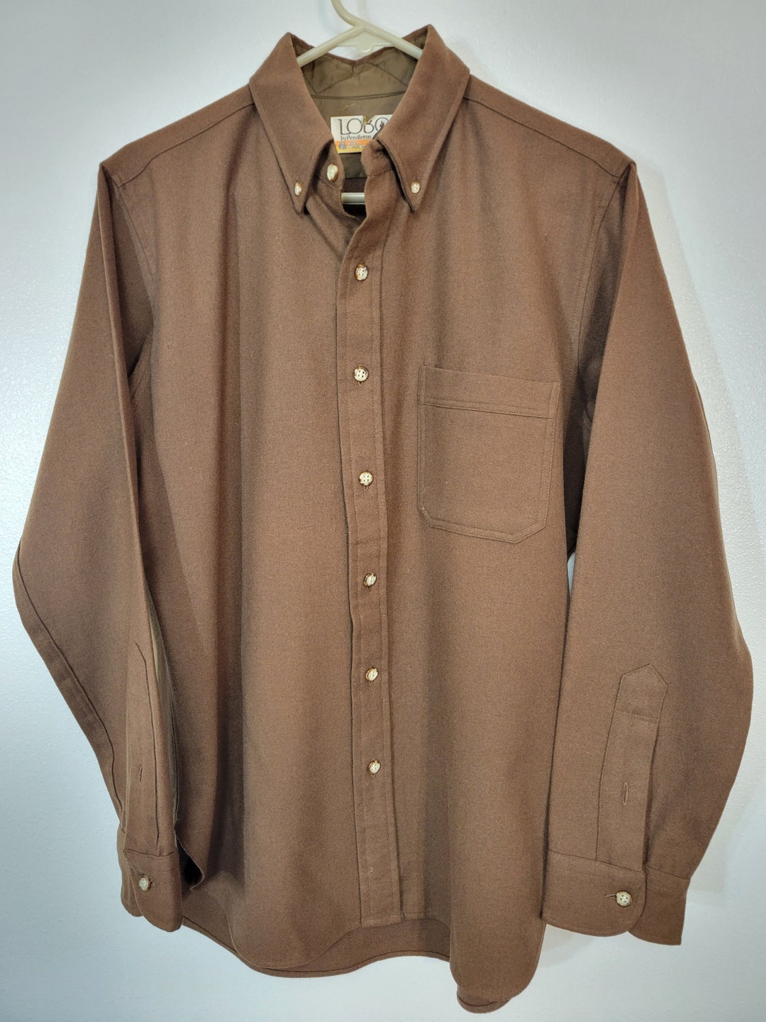 Vintage 1970s Lobo by Pendleton Latte Brown Wool Button Down Long ...