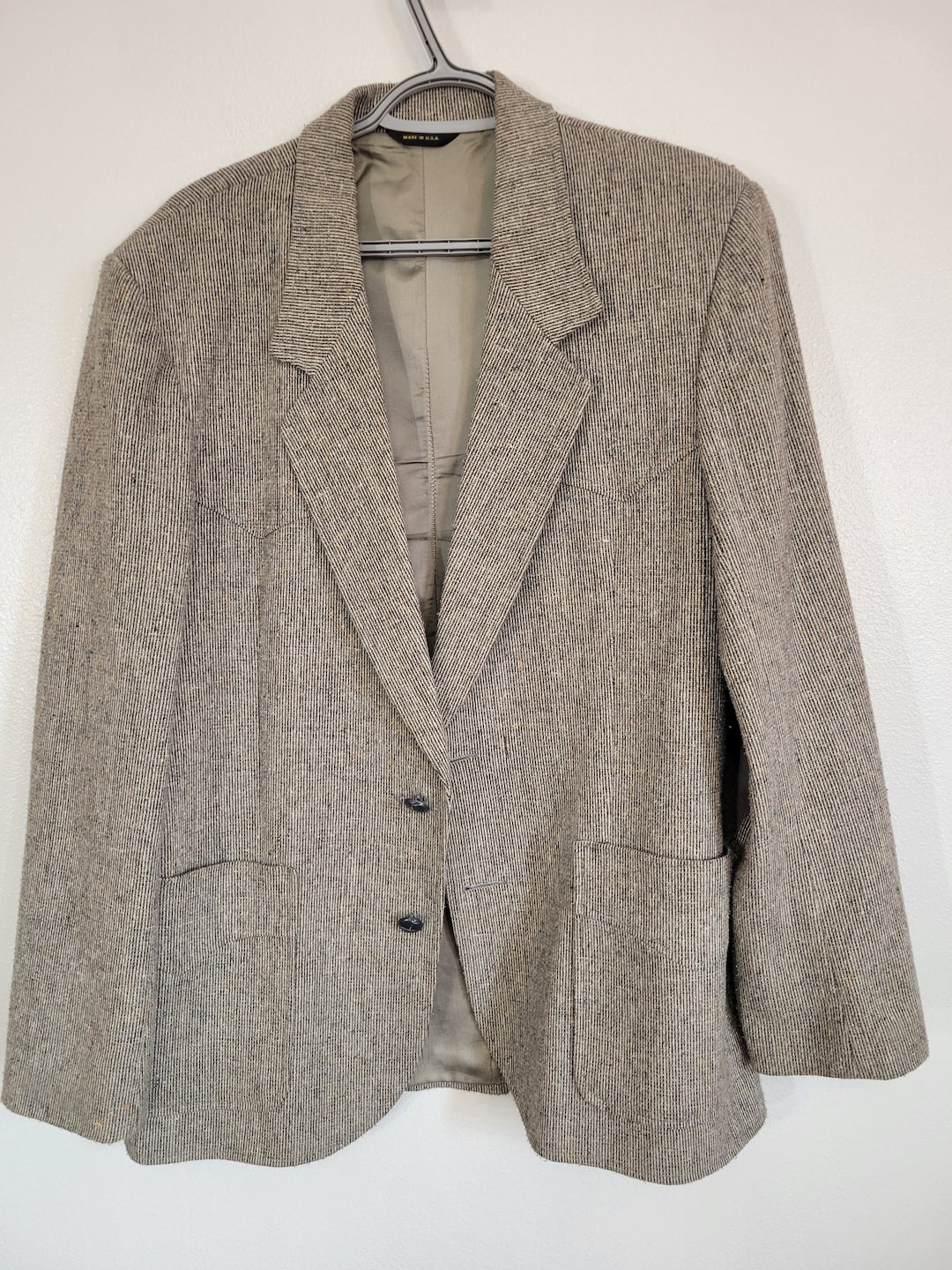 Vintage 1980s Pioneer Wear Western Gray/brown Burlap Two Button Sport ...