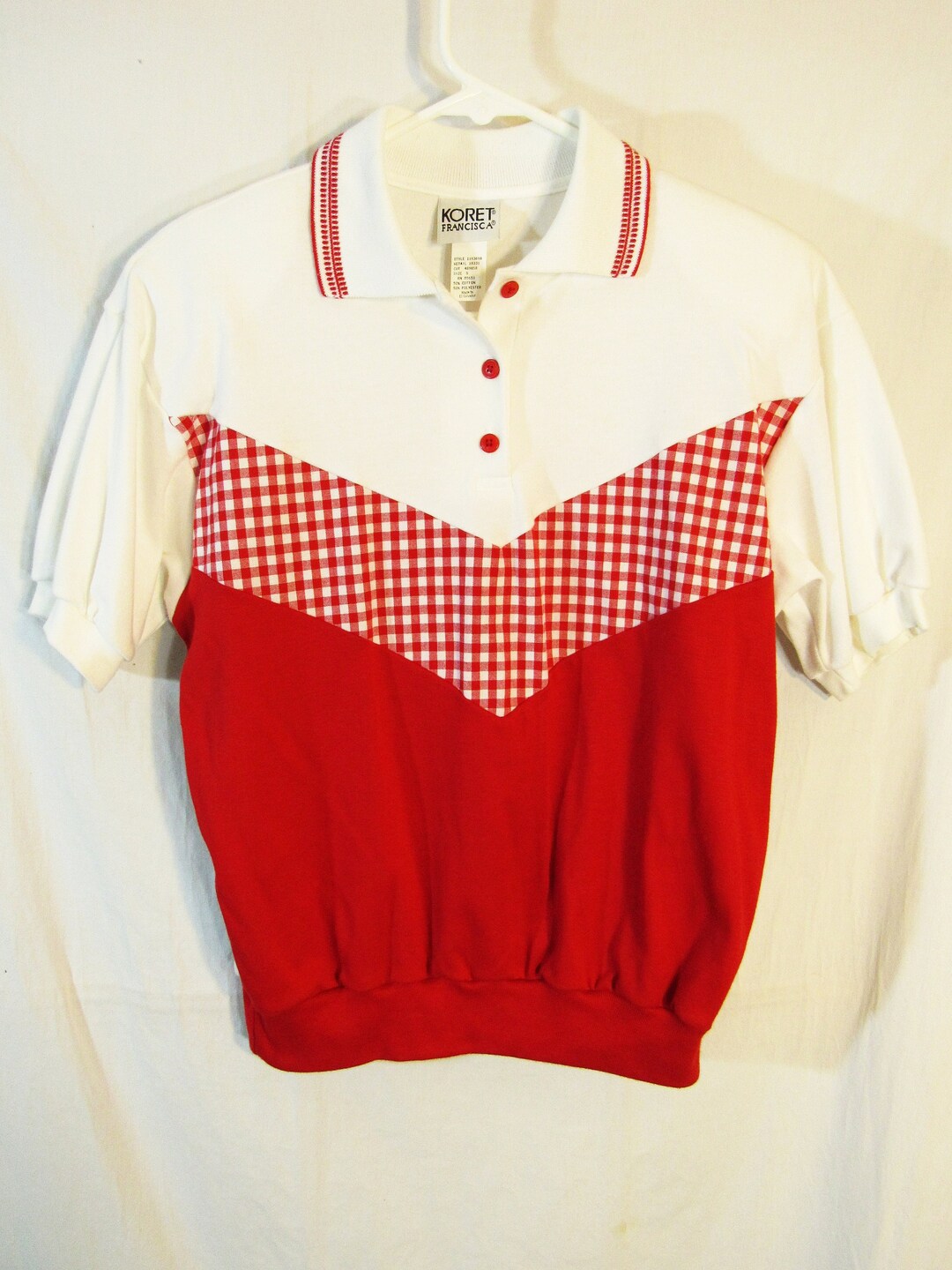 1990s Vintage Koret Francisca Gingham Check Women's Polo Shirt & Pants ...