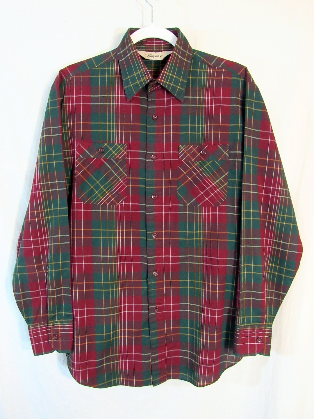 Kmart! 1980's Vintage Kingsport Men's Plaid Long Sleeve Button Shirt ...