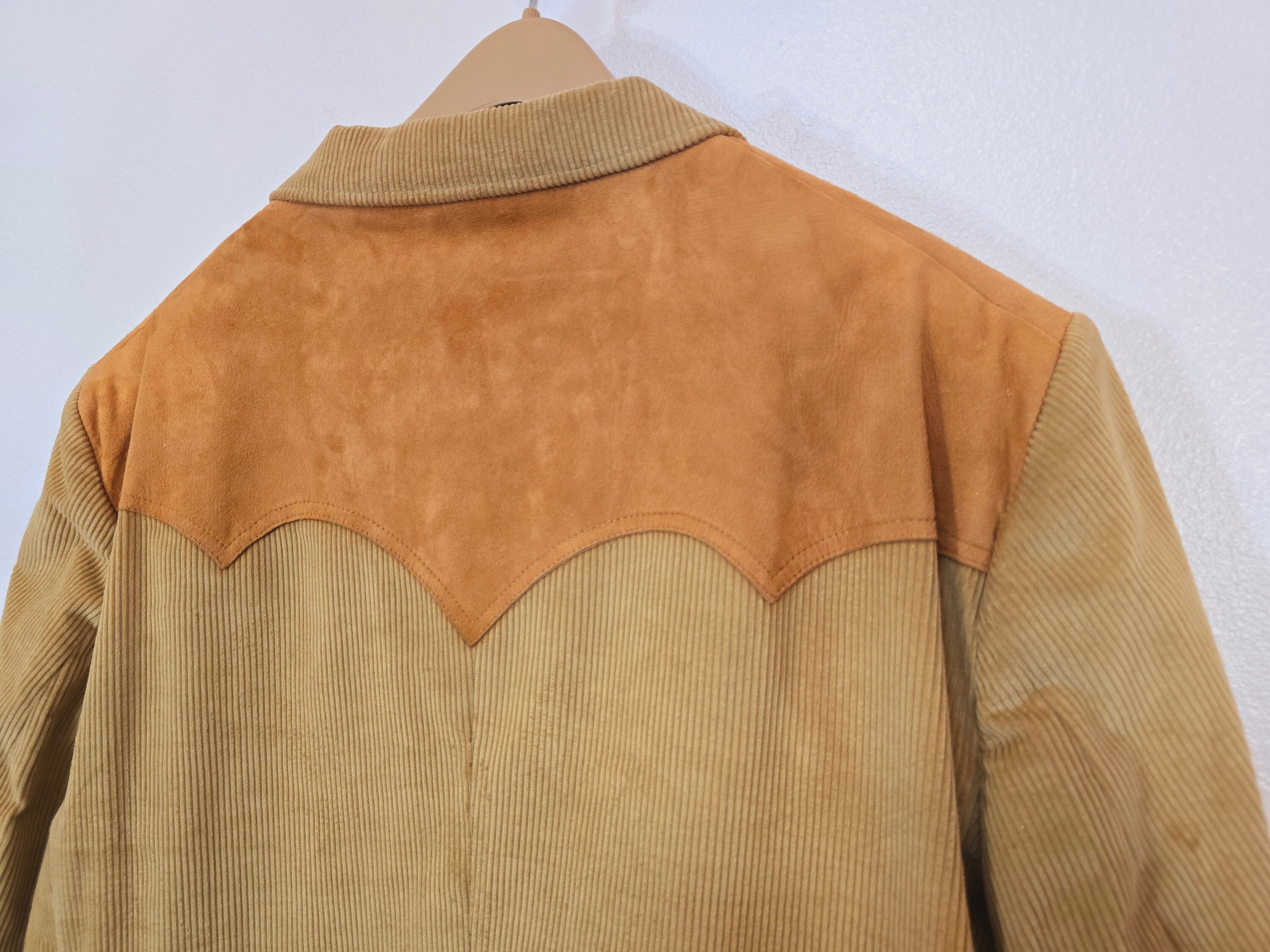 Dude! Vintage 1970s Brad Whitney Western Tan Corduroy Soft Suede Yoke 2 ...