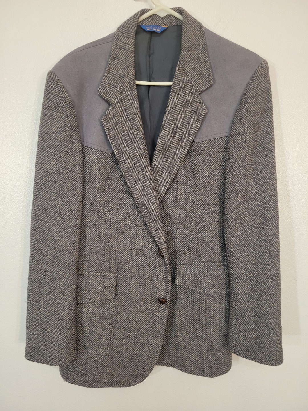 Vintage 1980s Pendleton Western Gray Wool Herringbone Two-button Sport ...