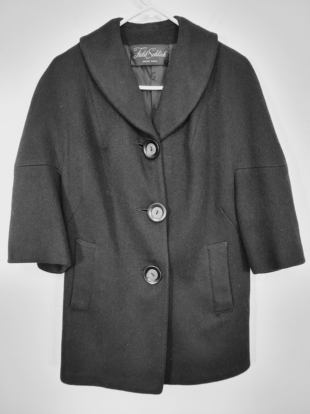 Vintage 1960s Field-schlick Black Wool Lady Coat Big Buttons Saint Paul ...