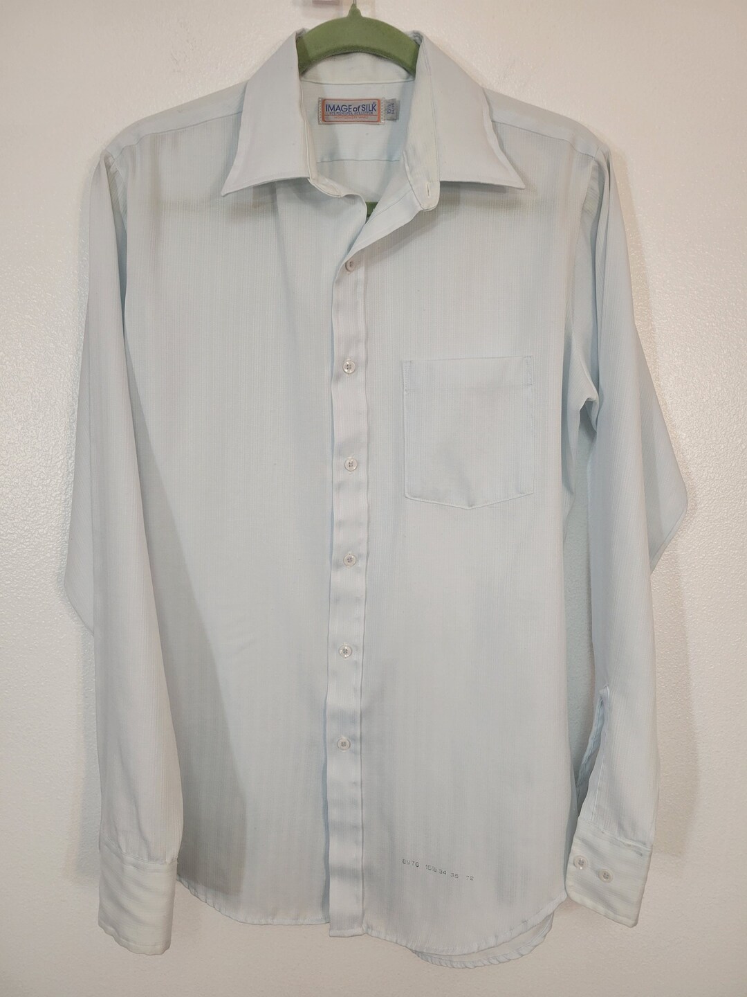 Vintage 1980s Montgomery Ward Image of Silk Light Blue Textured Stripe ...