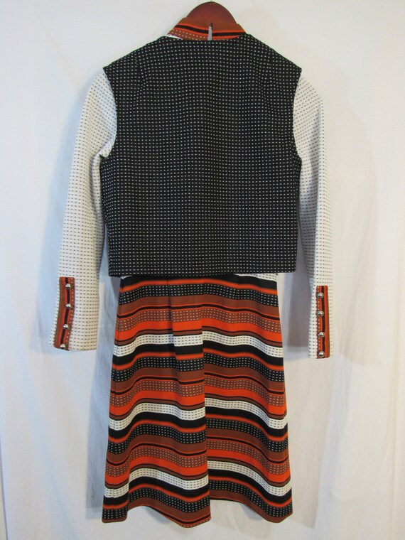 Vintage 1960s The Kollection Two Piece Orange and Bla… - Gem