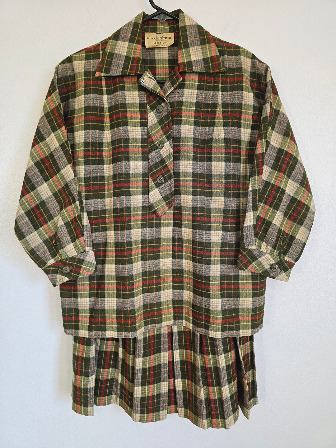 Vintage 1950s Alex Colman California by Milliken lorette Green/red Wool ...