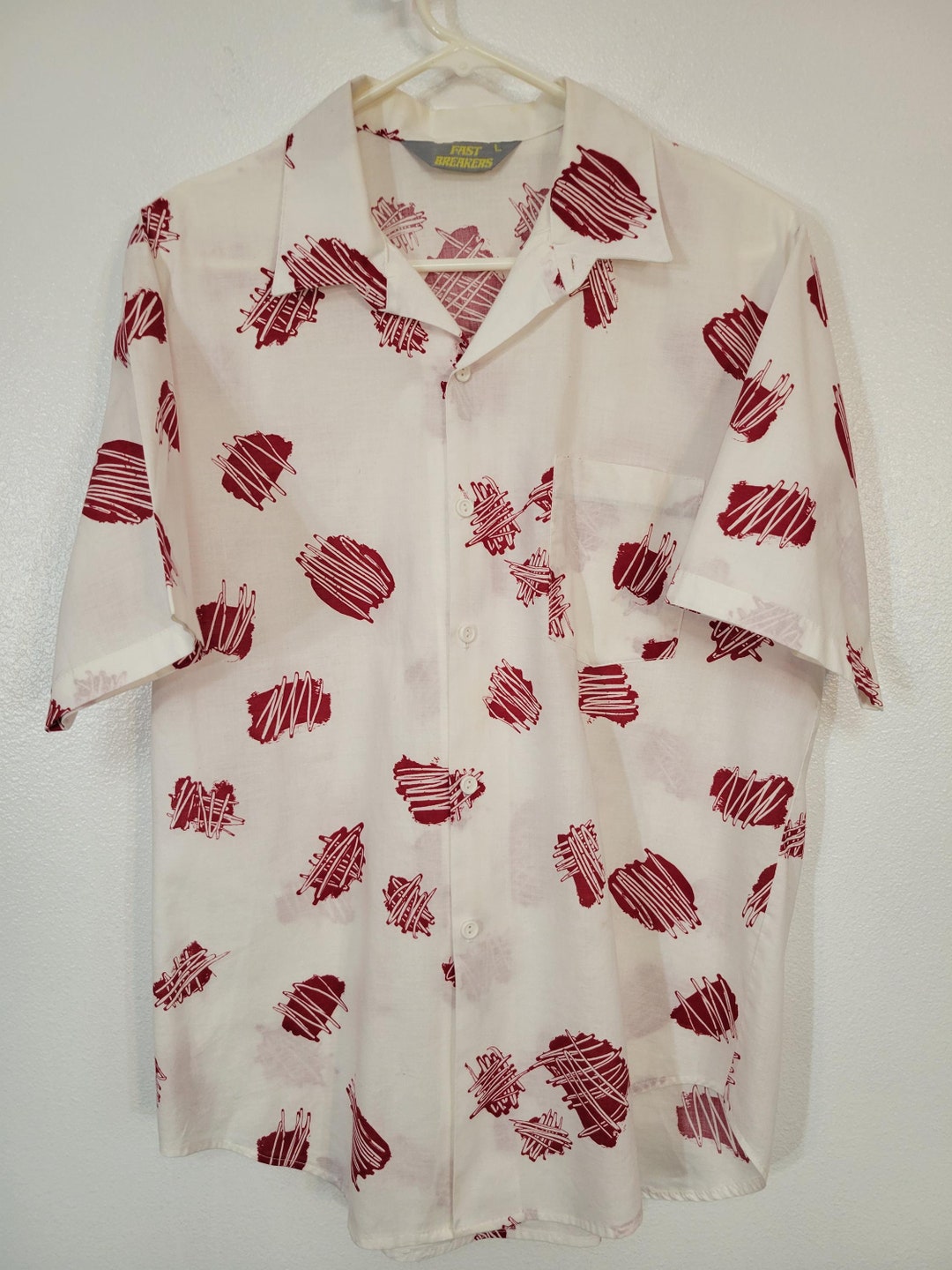 Vintage 1980s Early 90's Fast Breakers Red/white Squiggle/splotch Poly ...