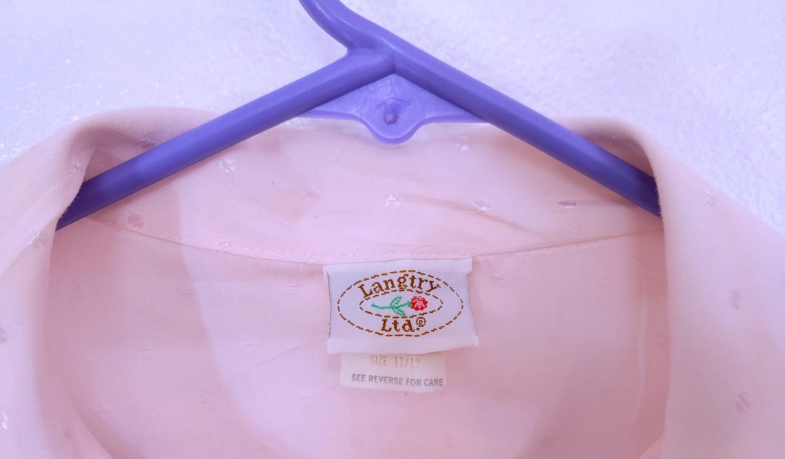 Vintage 1980s Lantry Ltd. Pastel Pink Jacquard Polka Dot Poly/cotton ...
