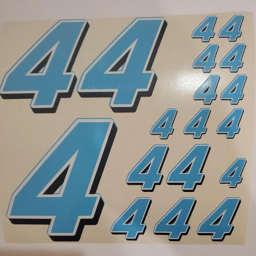 Blue W/white & Black #4's Racing Numbers Vinyl Decal Sheet 1/10-1/12 ...