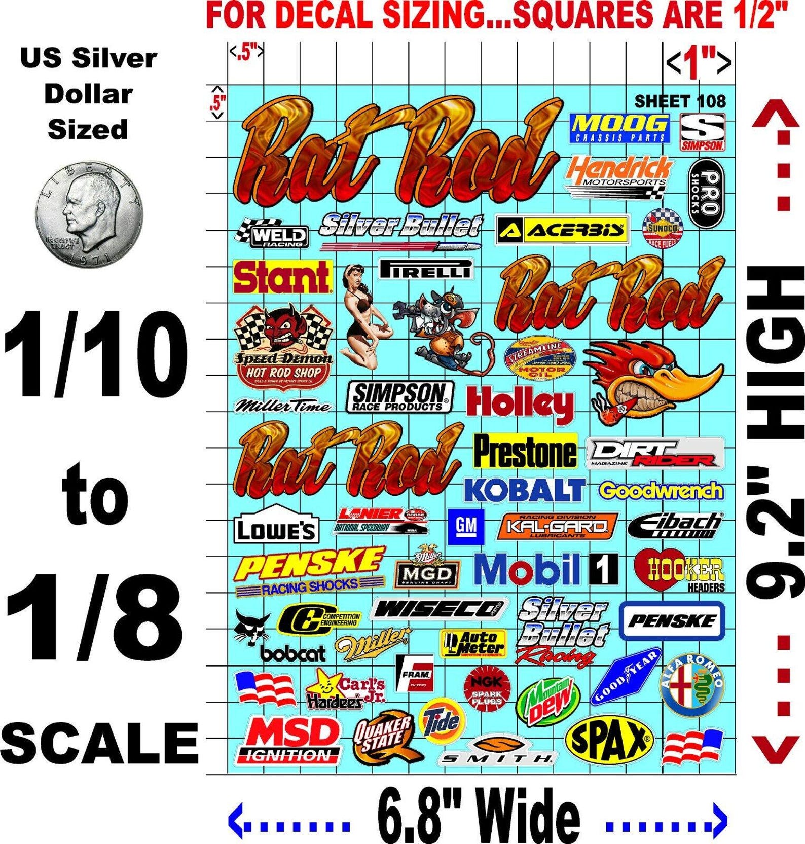 Clear Vinyl Contingency Sheet 108 Rat Rod-r/c MODEL Die-cut-decals 1/8 ...
