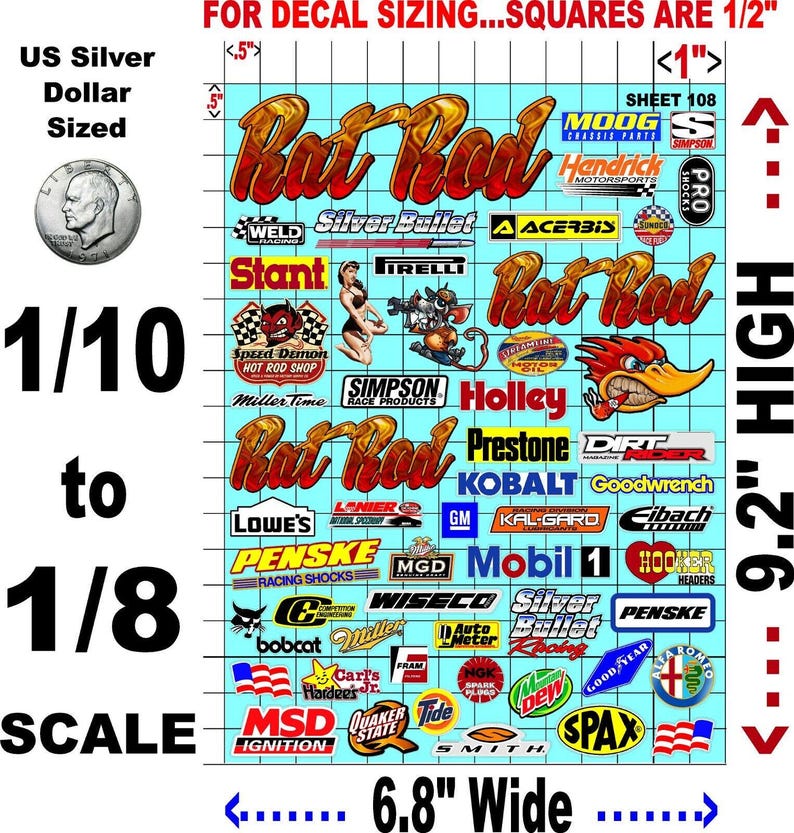 Clear Vinyl Contingency Sheet 108 Rat Rod-r/c MODEL Die-cut-decals 1/8 ...