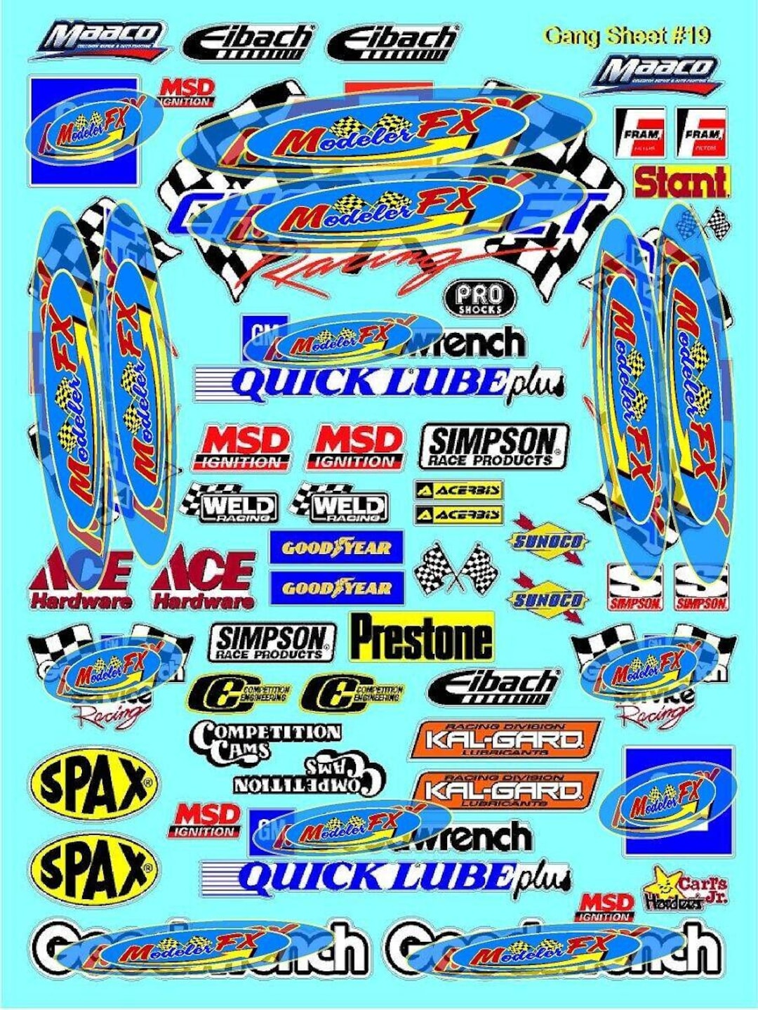 CLEAR VINYL Sticker Sheet #19-r/c-pinewood Derby -decal Fits 1/24-1/16 ...