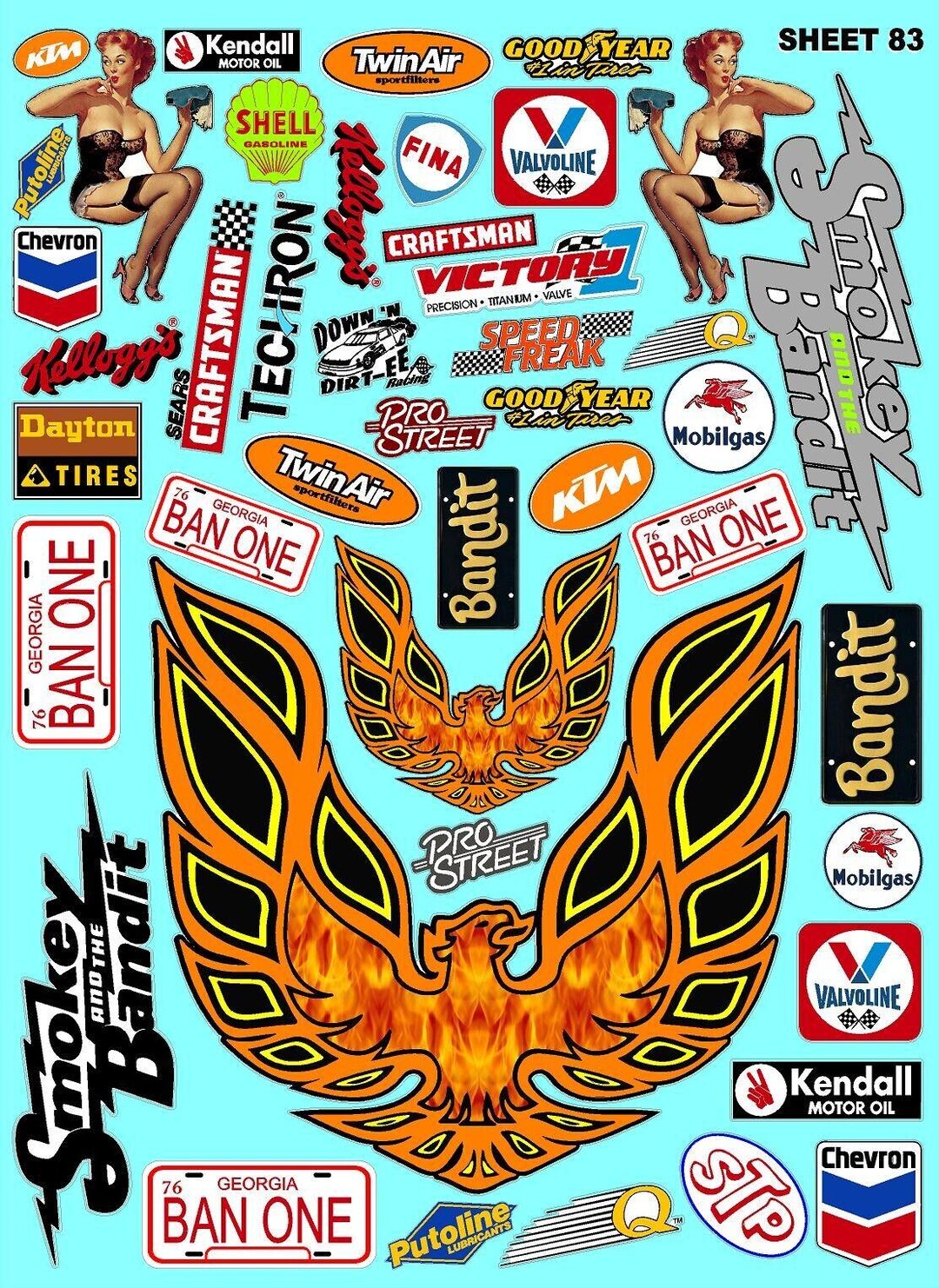 WHITE VINYL Sticker Racing SHEET 83-R/C Kit Die-cut-decals 1/12-1/10 ...