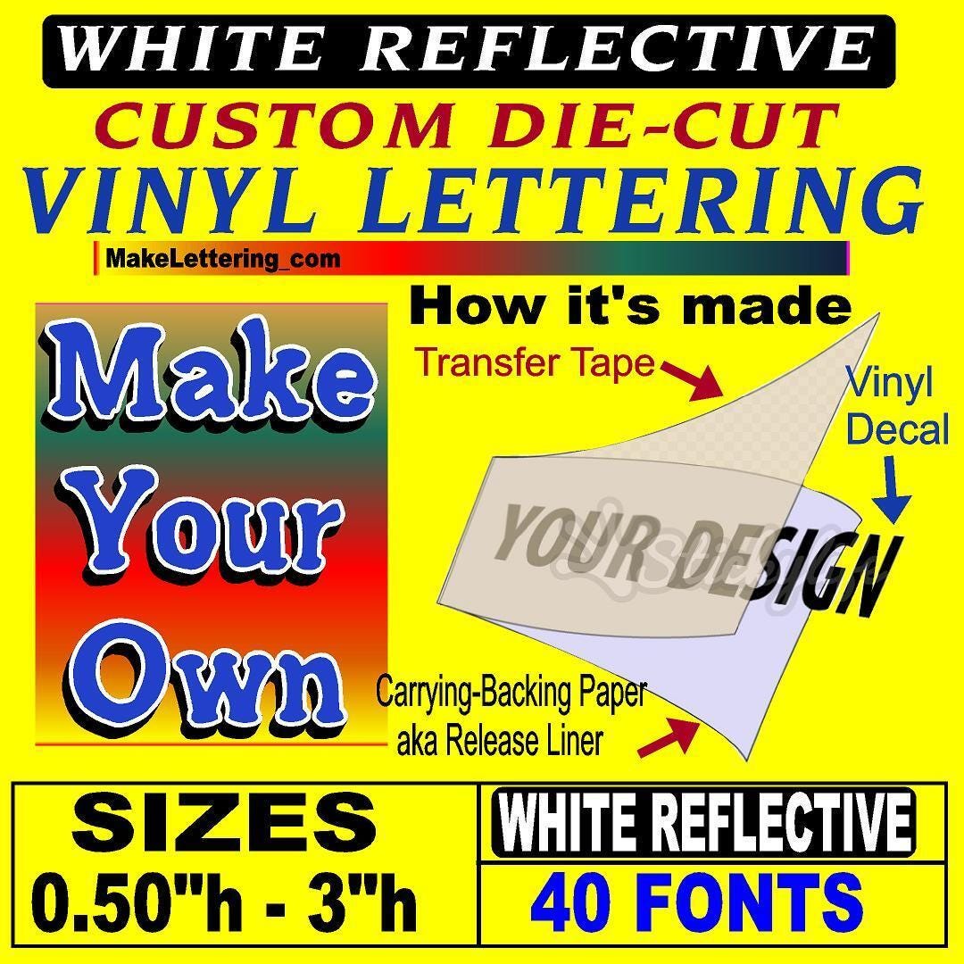 Custom Vinyl Lettering. WHITE REFLECTIVE Car Decal -|-vinyl Custom ...