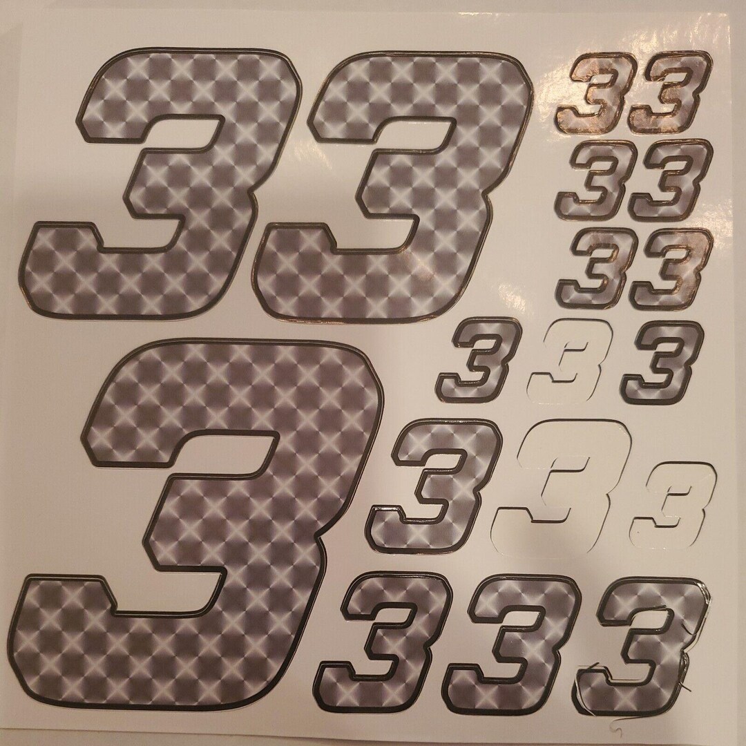 READ Defects Silver Engine Turn Number 3’s Vinyl Decals 1/10-1/12 ...