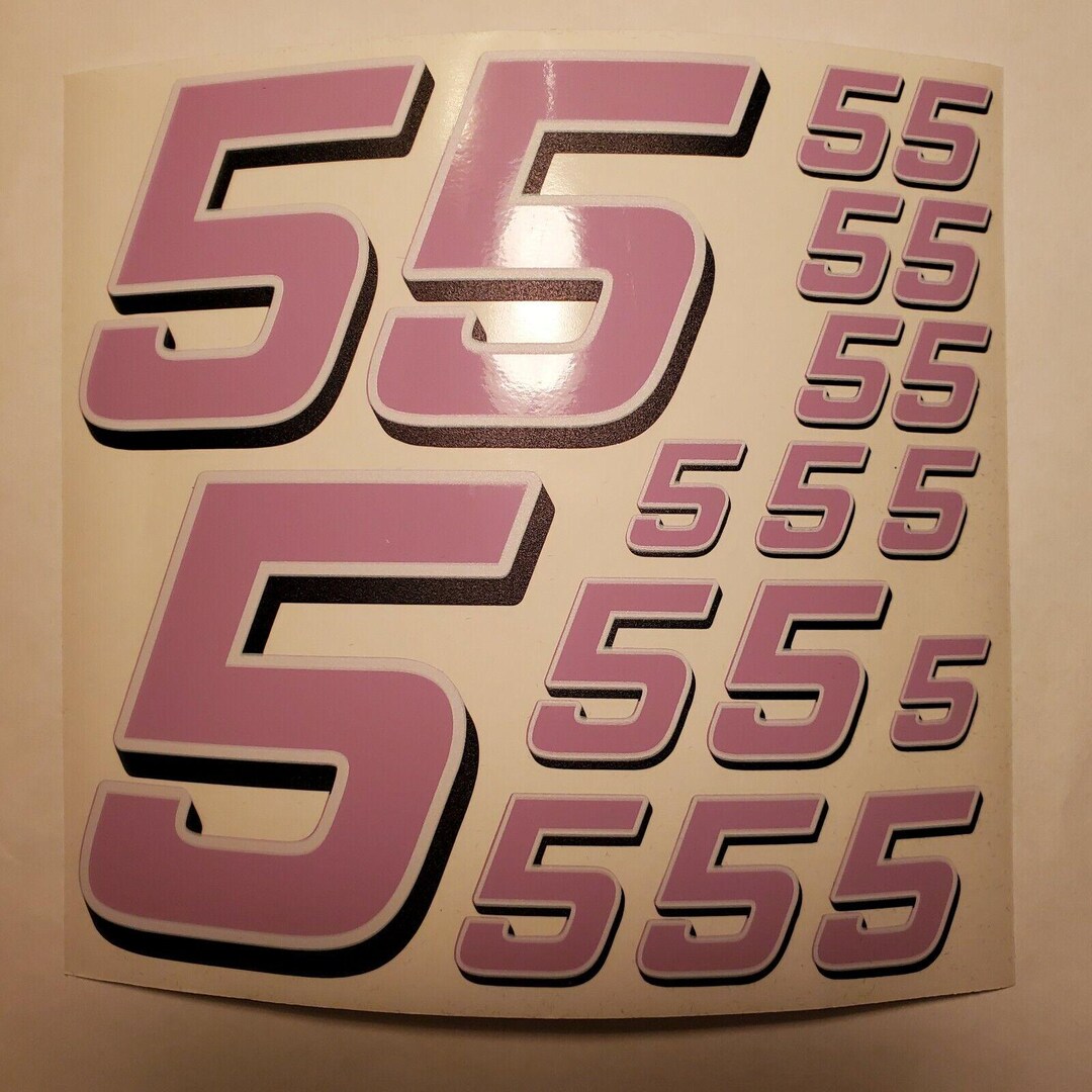 Lavender W/white & Black #5's Racing Numbers Vinyl Decal Sheet 1/10-1/ ...