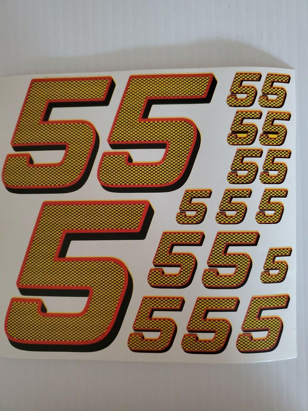 Carbon Fiber W/ Red & Black #5's Racing Decal Sheet 1/8-1/10-1/12 RC ...