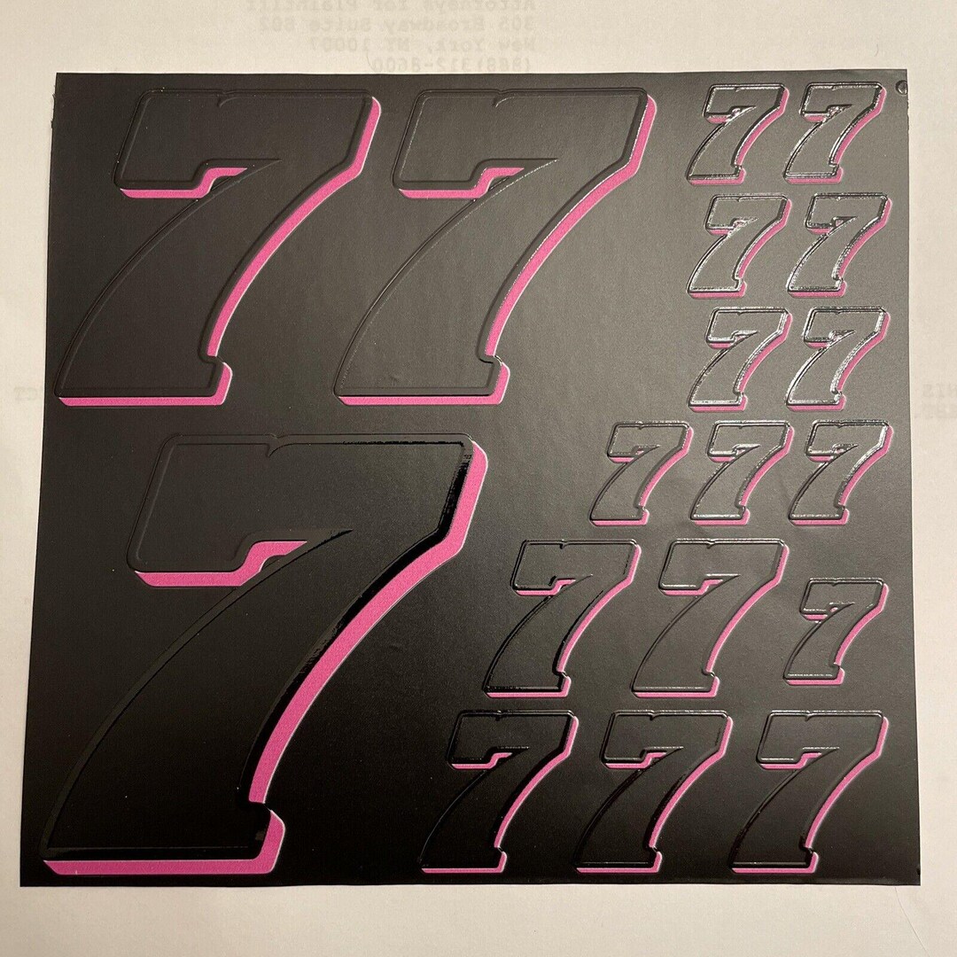 Matte Black-w/gloss Pink #7’s Racing Numbers Vinyl Decal Sheet Rc - Etsy