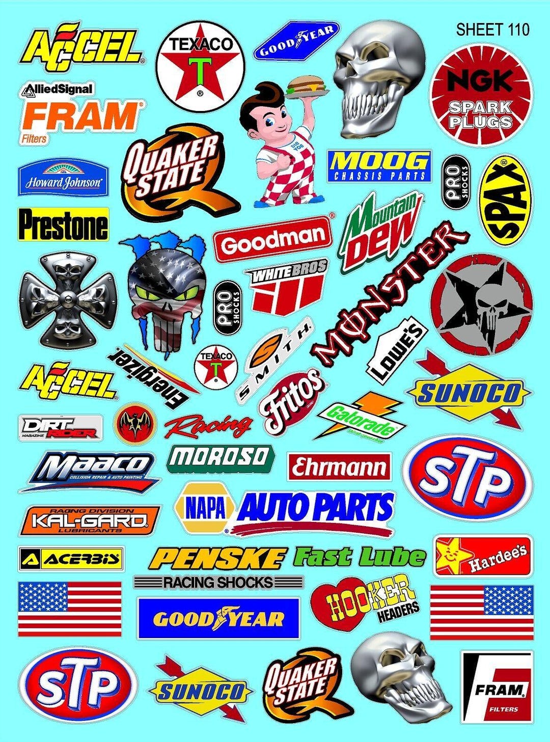 Clear Vinyl Axial Sticker Variety Sheet 110-r/c Model Die-cut -decals 1 ...