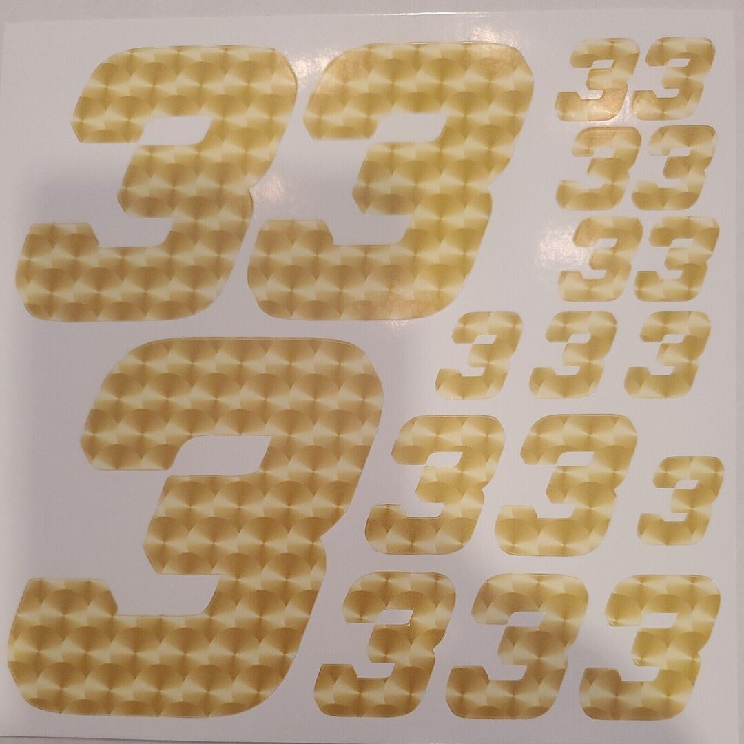Gold Engine Turn #3’s Vinyl Number Decals 1/10-1/12 Die Cut Traxxas ...