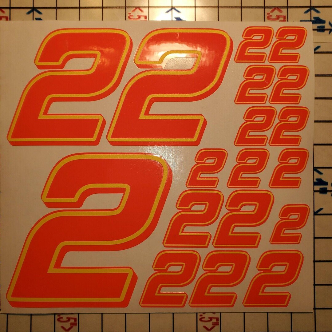 Orange Fluorescent/ Yellow #2's Racing Numbers Vinyl Decal Sheet 1/10-1 ...