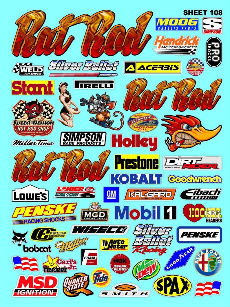 Clear Vinyl Contingency Sheet 108 Rat Rod-r/c MODEL Die-cut-decals 1/8 ...