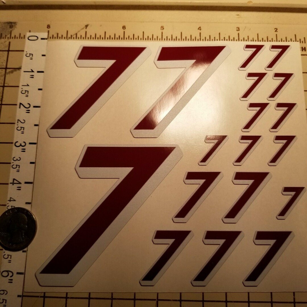 Burgandy W/white #7's Racing Numbers Vinyl Decal Sheet 1/10-1/12 R/c ...