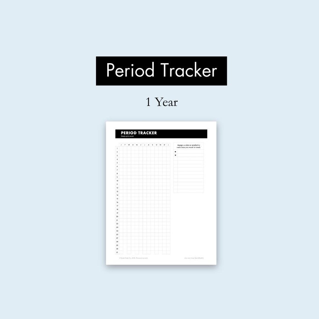 Period Tracker Printable PDF - Yearly Cycle Tracker - Minimal Black ...