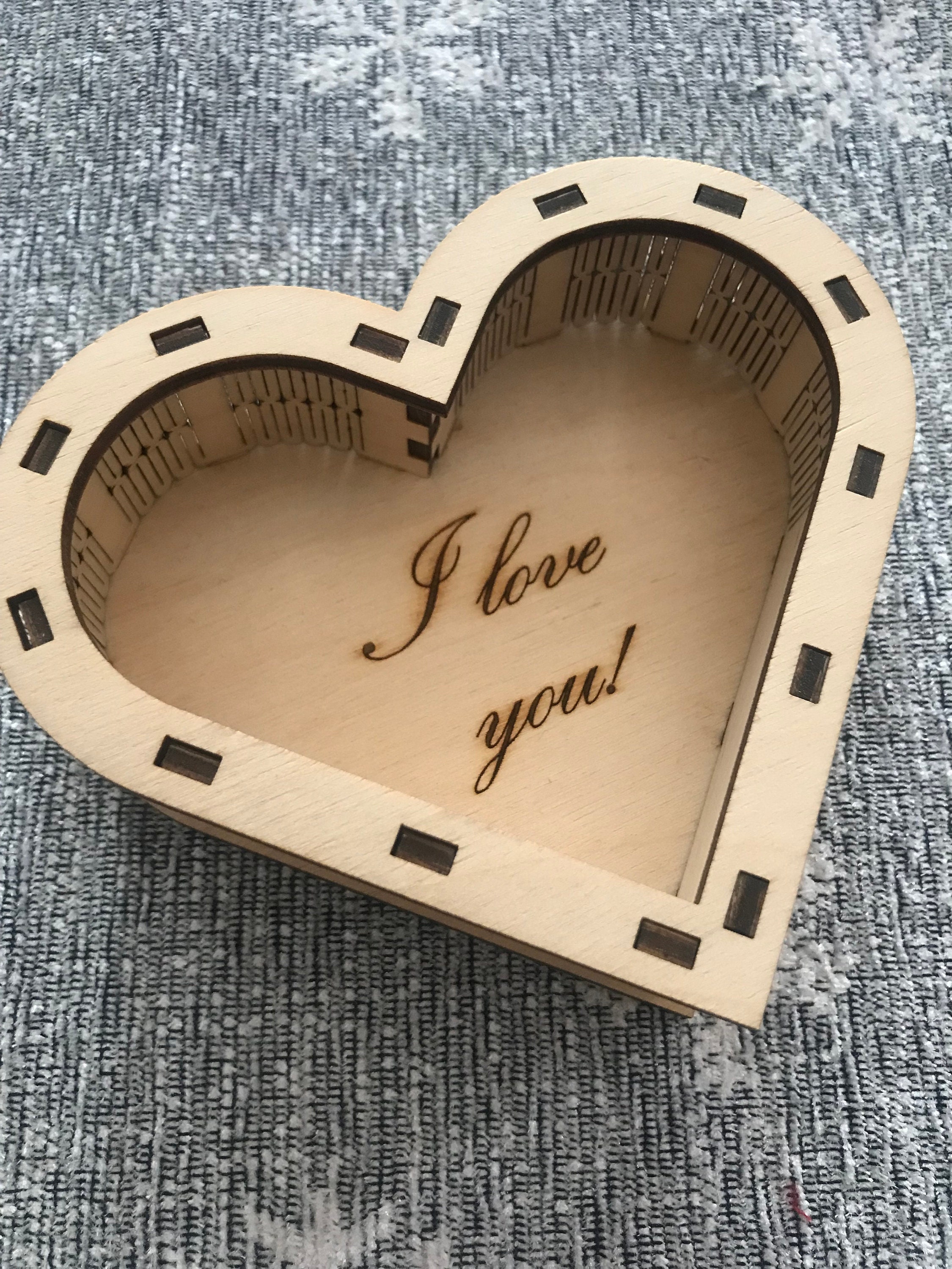 Wood Heart Shape Box With Lid, Laser Cut Gifts, Wedding Keepsake ...