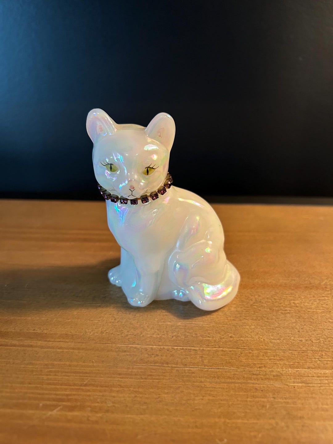 Vintage Fenton Cat With Purple Collar - Etsy