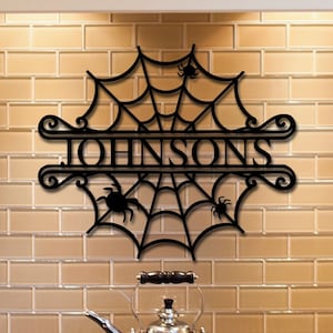 Spider Web Name Sign, Halloween Decor, Cobweb Decor, Halloween Front ...