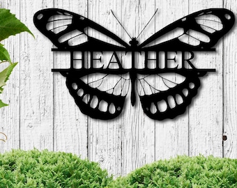Custom Butterfly Sign, Personalized Metal Sign, Last Name Sign, Family ...