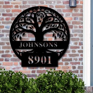 Tree of Life Address Sign, Custom Metal Address Sign With Tree ...