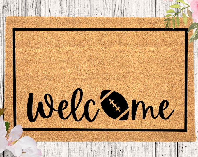 Welcome Football Doormat, Welcome Mat, Football Doormat, Fall Doormat ...