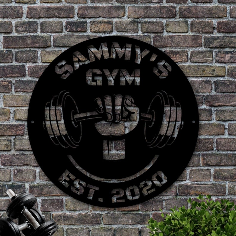Gym Sign Personalized Home Gym Sign Custom Metal Gym Sign | Etsy