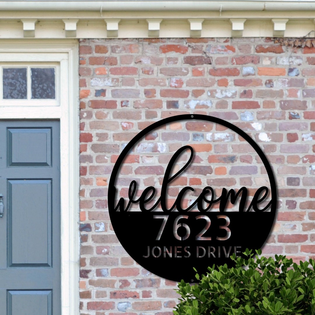 Round Address Sign, Metal Welcome Sign, Welcome Sign for Front Porch ...