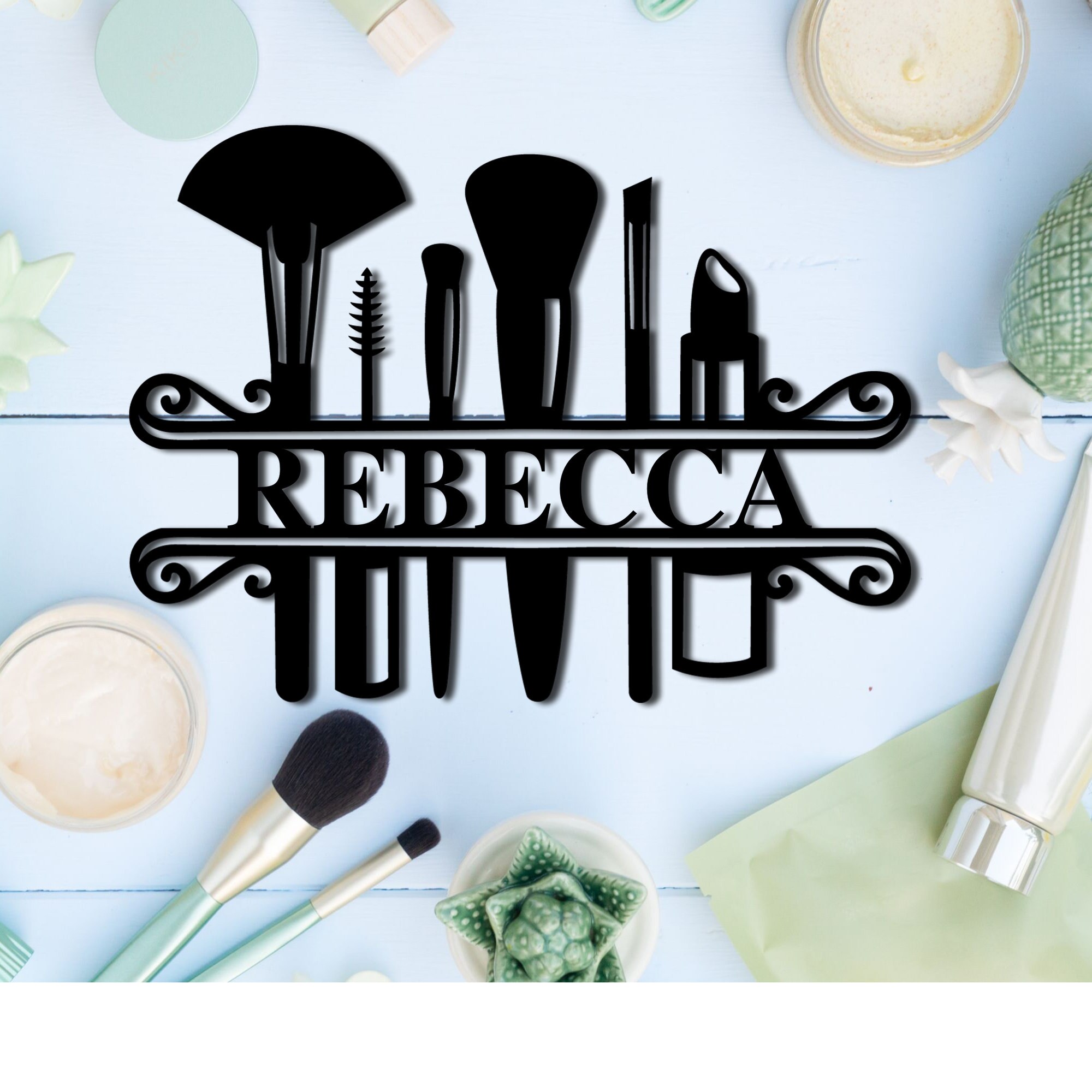 Monogram Makeup, Dorm Room Decor, Vanity Decor, Salon Decor, Girly Wall ...