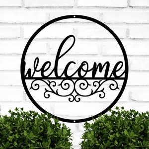 Round Welcome Metal Sign, Welcome Sign, Outdoor Welcome Sign, Metal ...