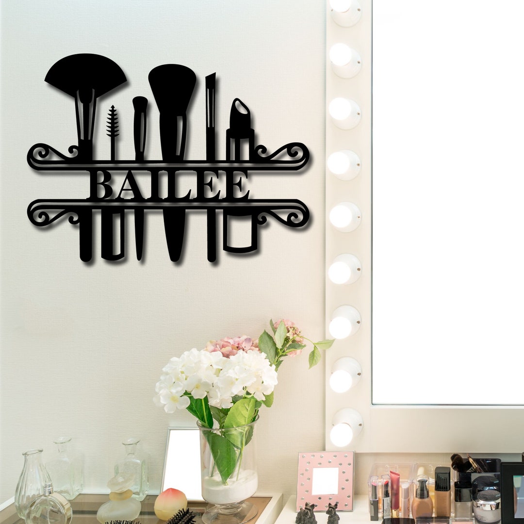 Monogram Makeup, Dorm Room Decor, Vanity Decor, Salon Decor, Girly Wall ...
