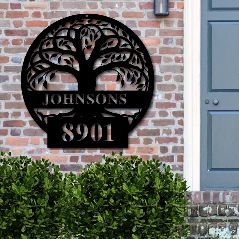 Tree of Life Address Sign, Custom Metal Address Sign With Tree ...