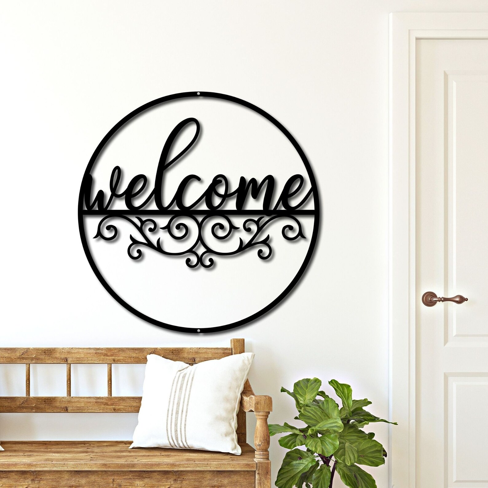 Round Welcome Metal Sign Welcome Sign Outdoor Welcome Sign - Etsy