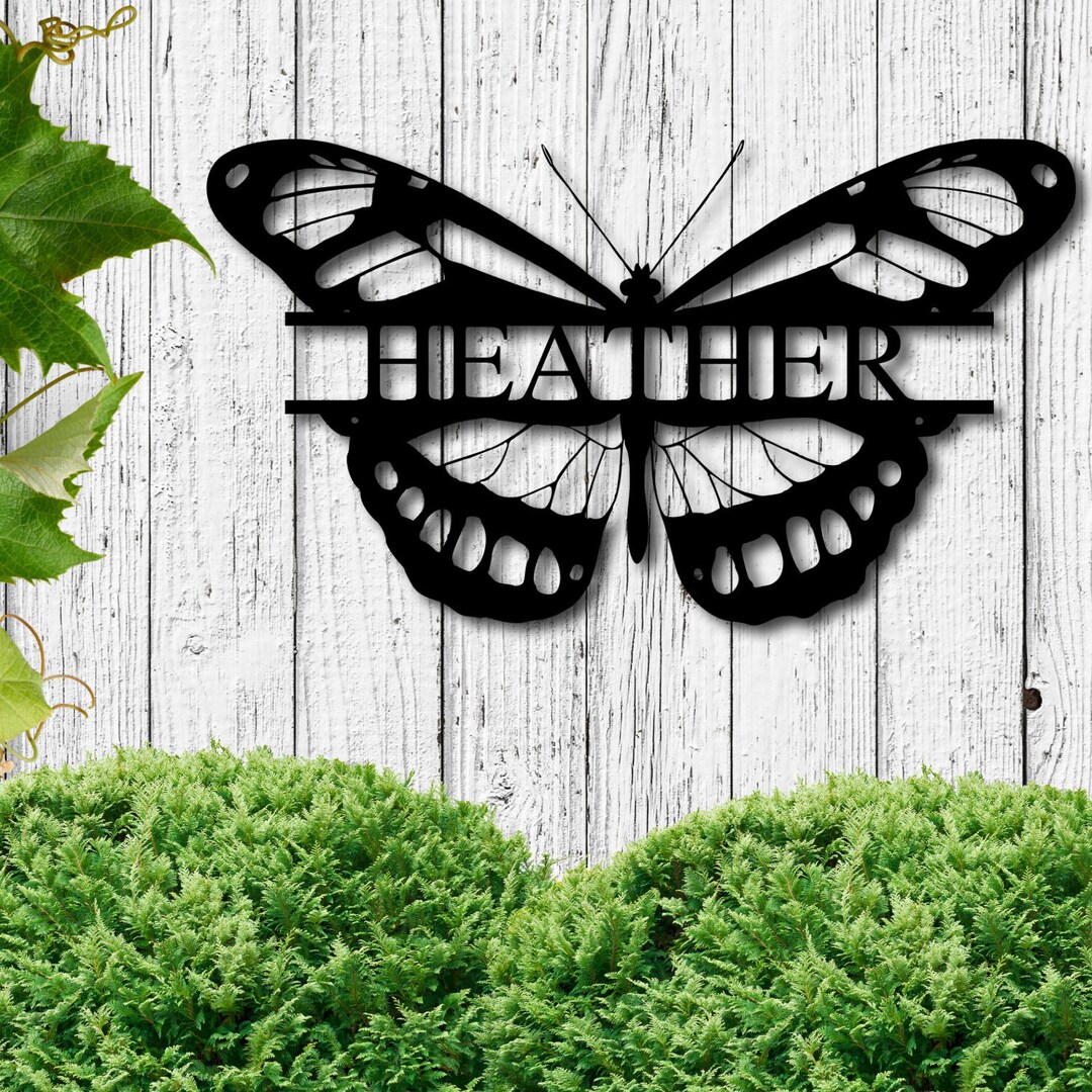CUSTOM BUTTERFLY SIGN, Personalized Metal Sign, Last Name Sign, Family ...