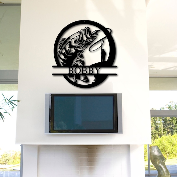 Bass Name Sign Custom Metal Fishing Sign Fishing Gifts for - Etsy