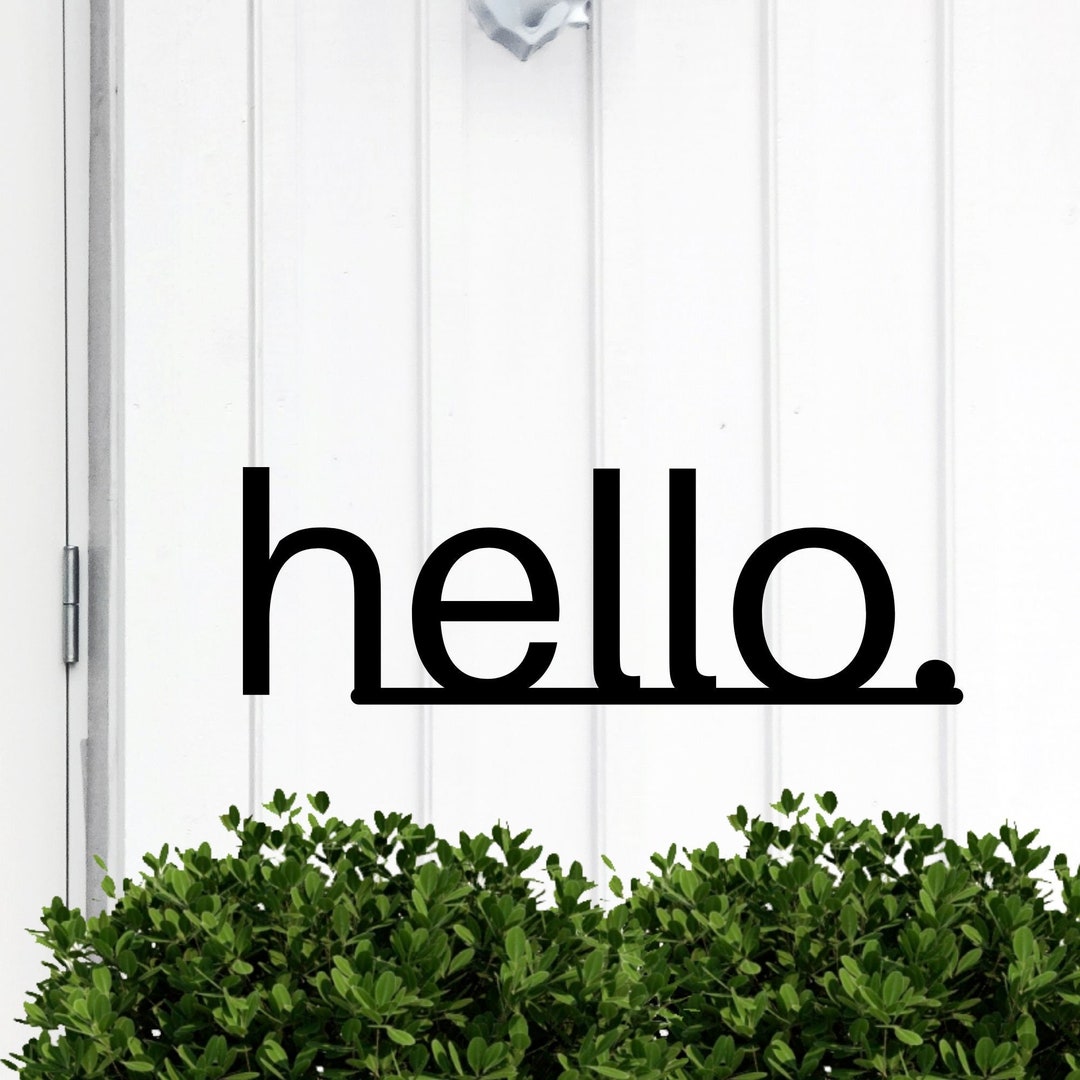 Metal Hello Sign, Welcome Metal Sign, Hello Door Metal, Vertical Wall ...