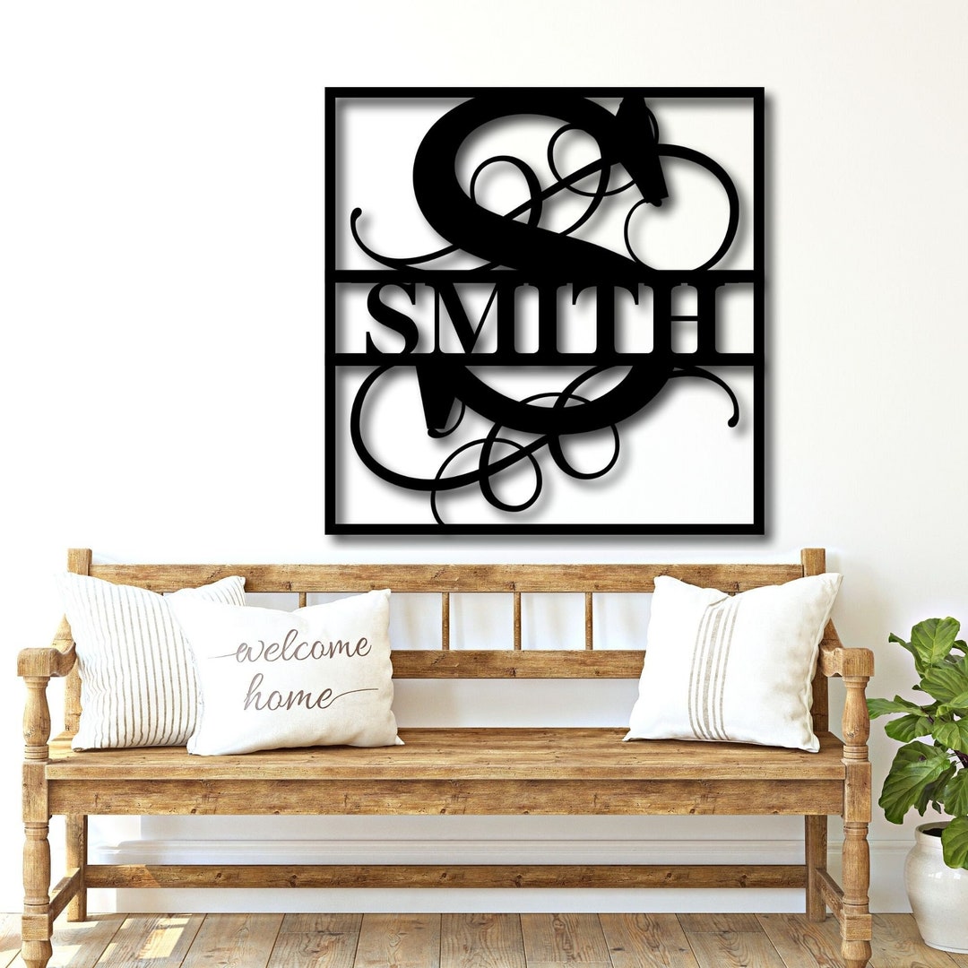 Metal Last Name Family Sign, Personalized Metal Name Sign, Split ...