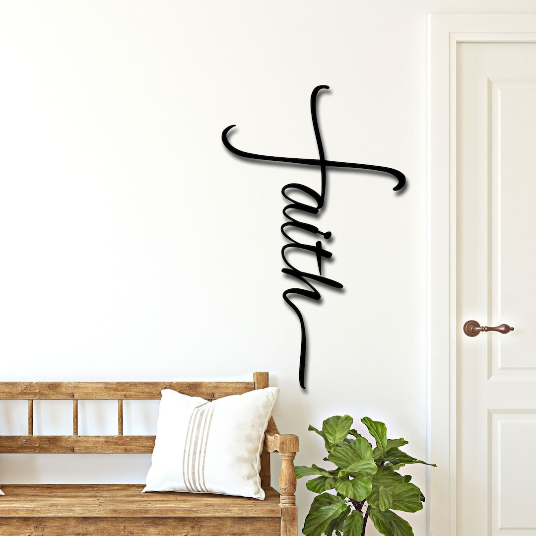 Wall Cross Decor | Metal Faith Cross | Cross Wall Sign | Baptism Gift ...